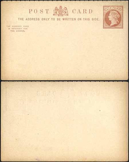 CP14c QV 1/2d + 1/2d Inland Reply Card Format CF3 Stamp L3 Mint Perf 14 ...