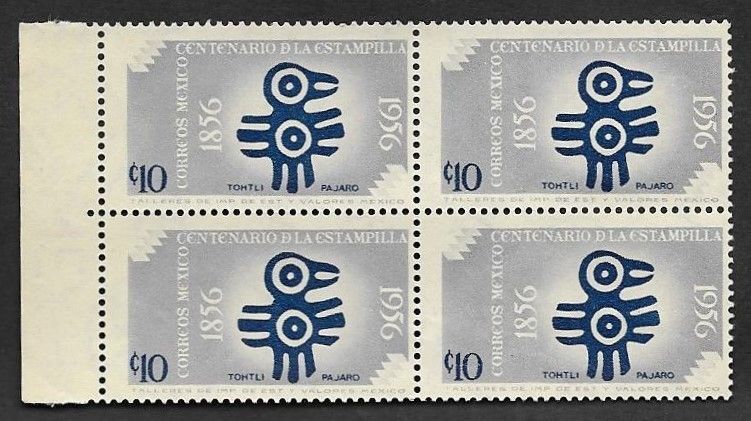 SKV) 1956 MEXICO, I Centennial of the stamp of Mexico. Aztec designs ...