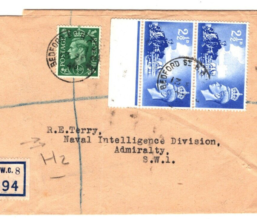 GB KGVI Cover *NAVAL INTELLIGENCE DIVISION* Admiralty 1948 Reg'd COLD ...