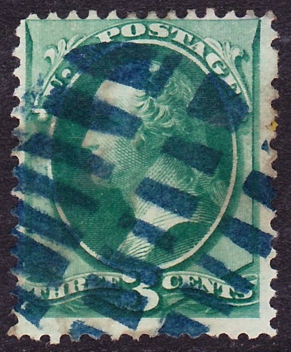 Scott 158, Used, BLUE Geometric Fancy Cancel, HR, small adherences ...