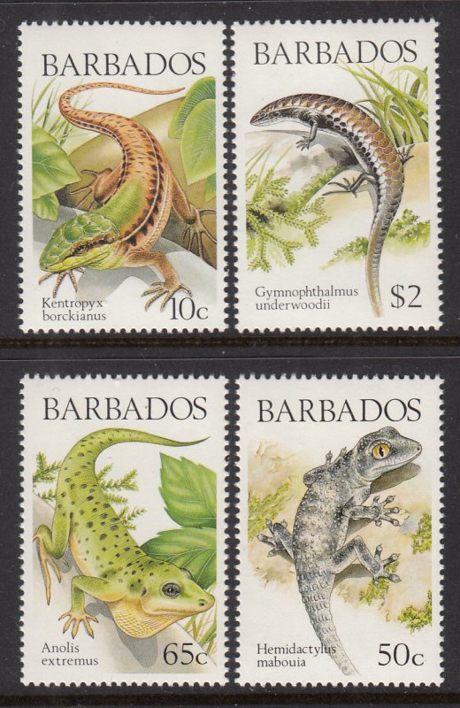 Barbados 723-726 Lizards MNH VF | Caribbean - Barbados, General Issue ...