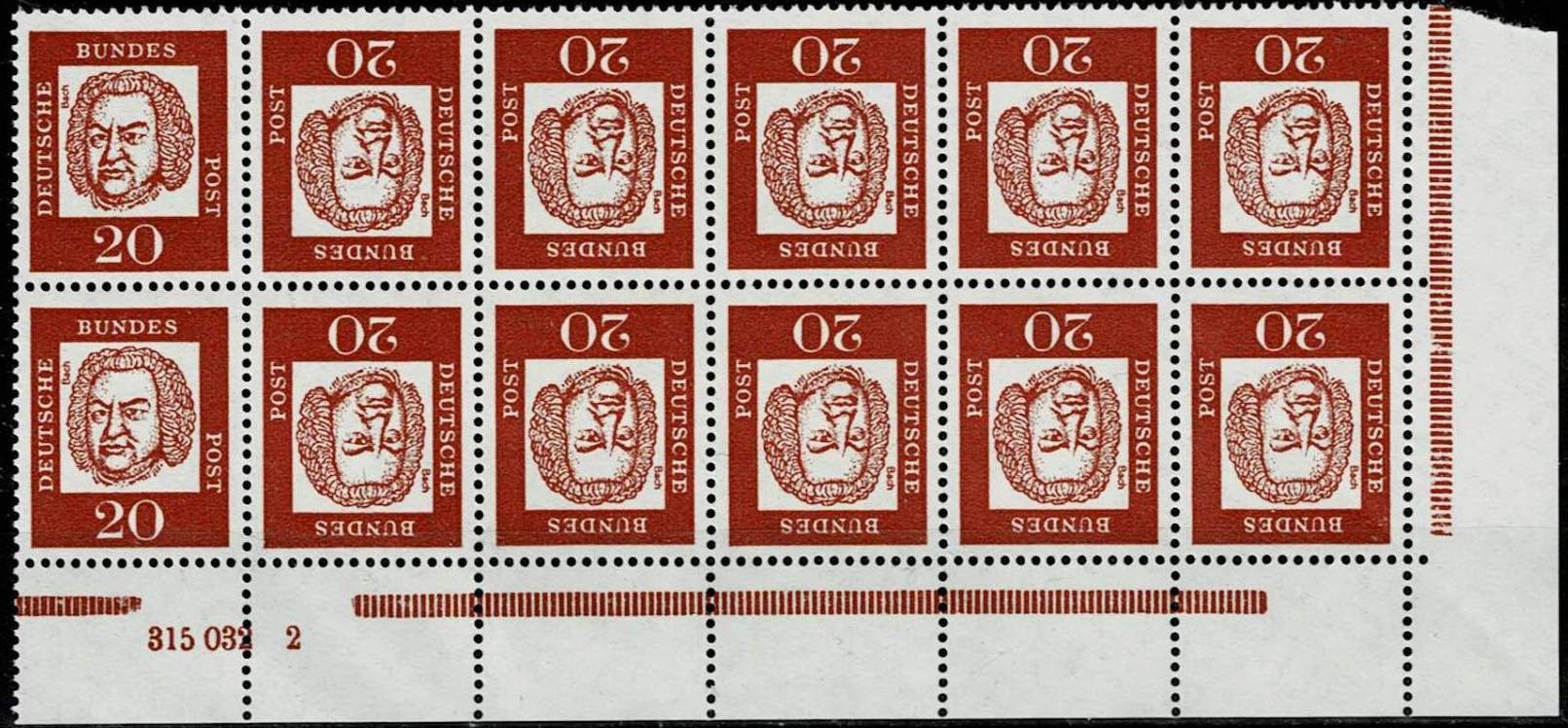 Germany 1963,Sc.#829 a MNH, Booklet-Pane of booklet sheet with HAN ...