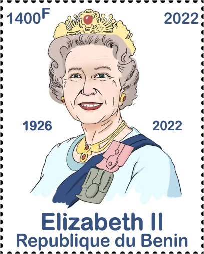 Stamps. Queen Elizabeth II 1 stamps perforated 2022 year Benin NEW ...