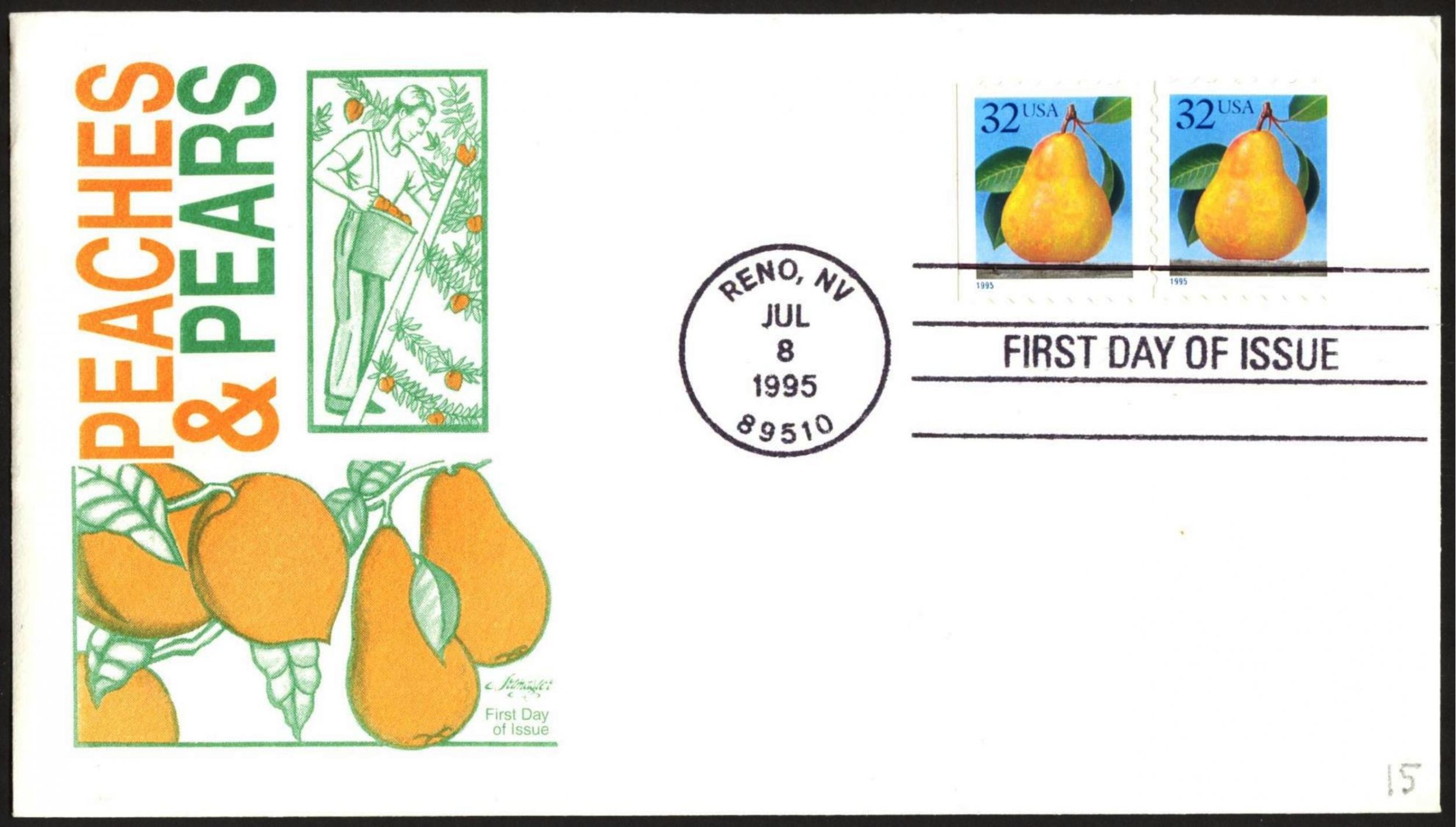 USA 1995 Mi.Nr. 2603/4 Fruits Peaches and Pear x 2 FDC 2 sc | United ...