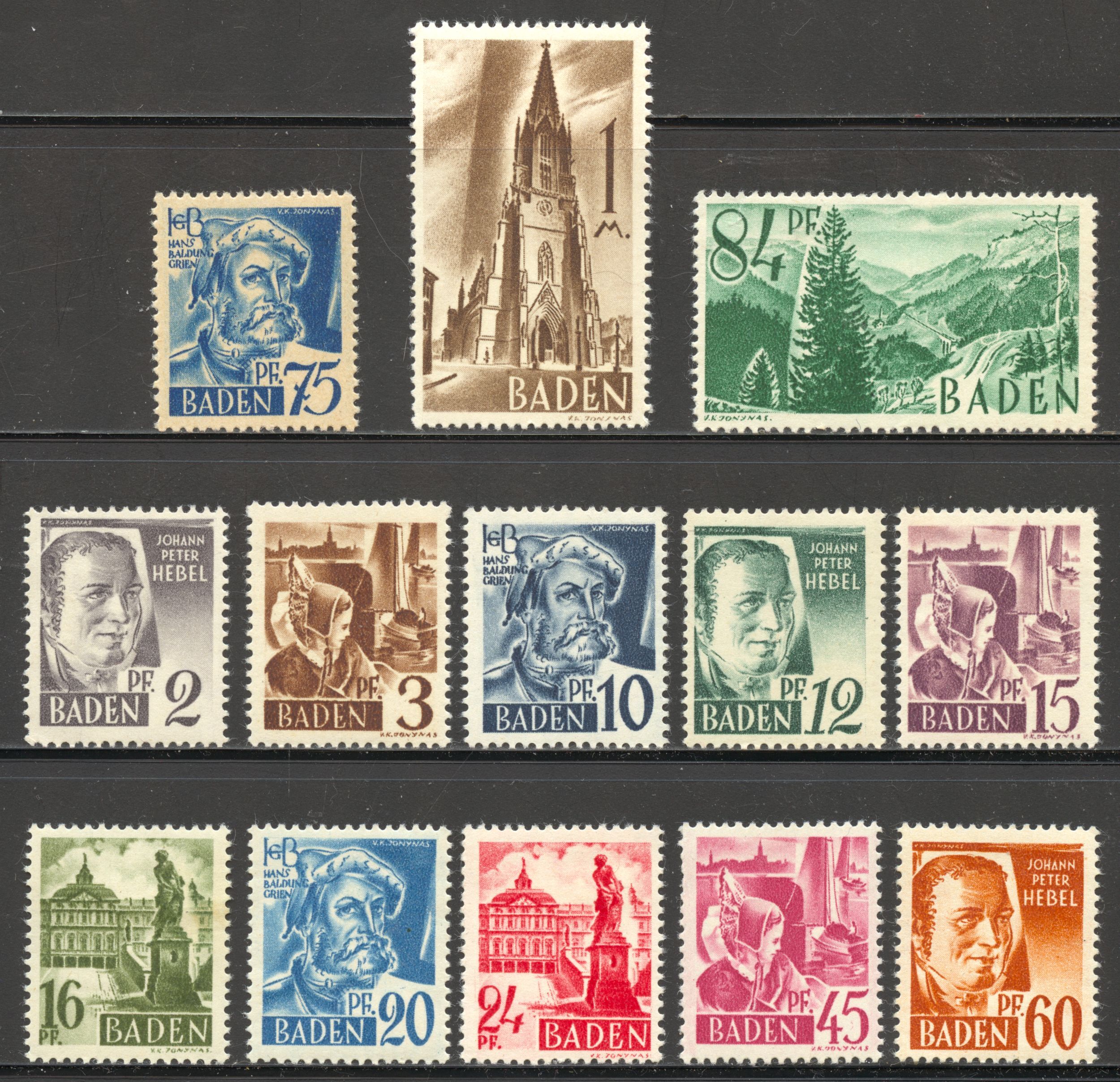 Germany-French Zone Occupation Scott 5N1-5N13 Unused H/HROG - 1947 ...