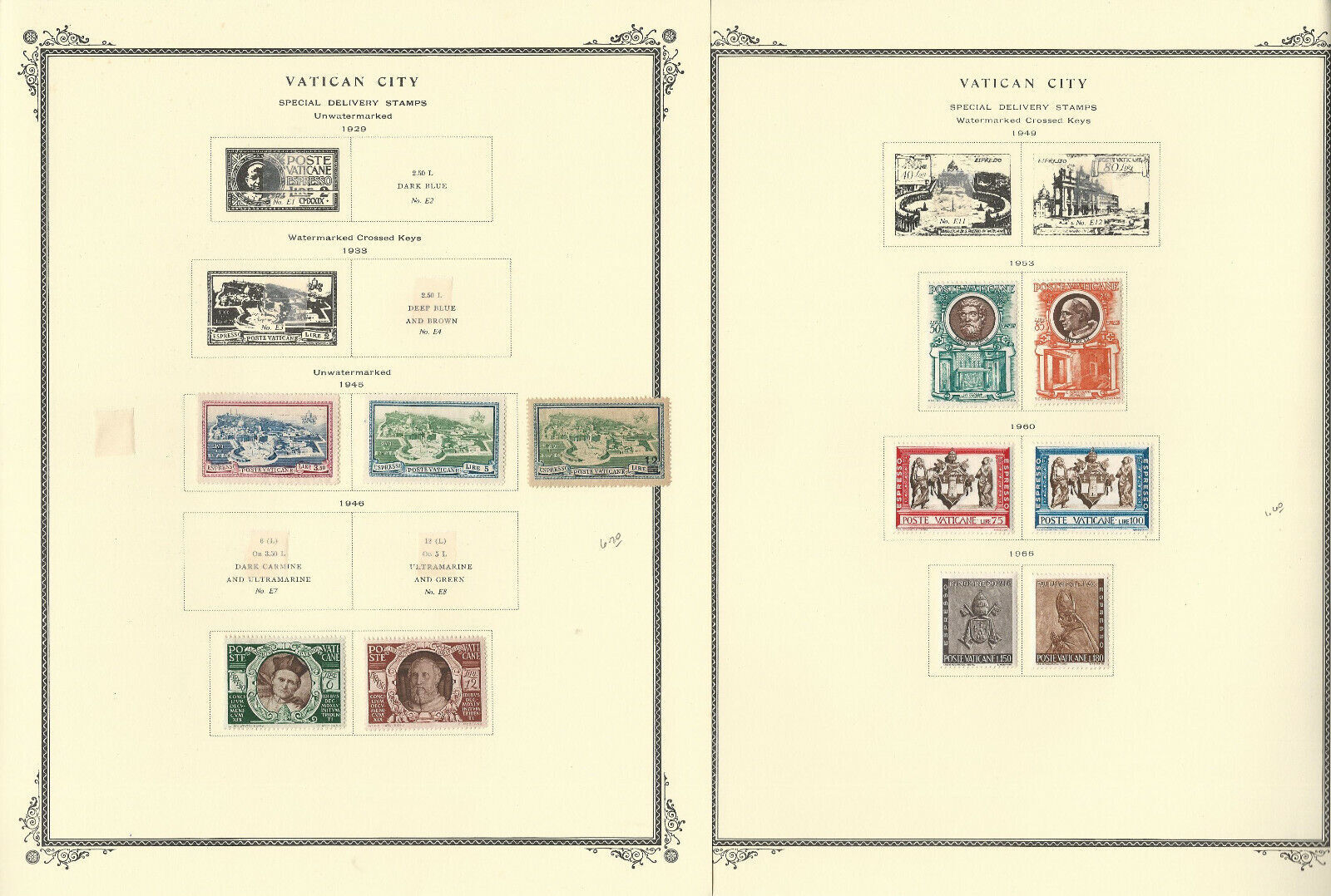 Vatican Stamp Collection on 4 Scott Specialty Pages, 1929-59 Back Book ...
