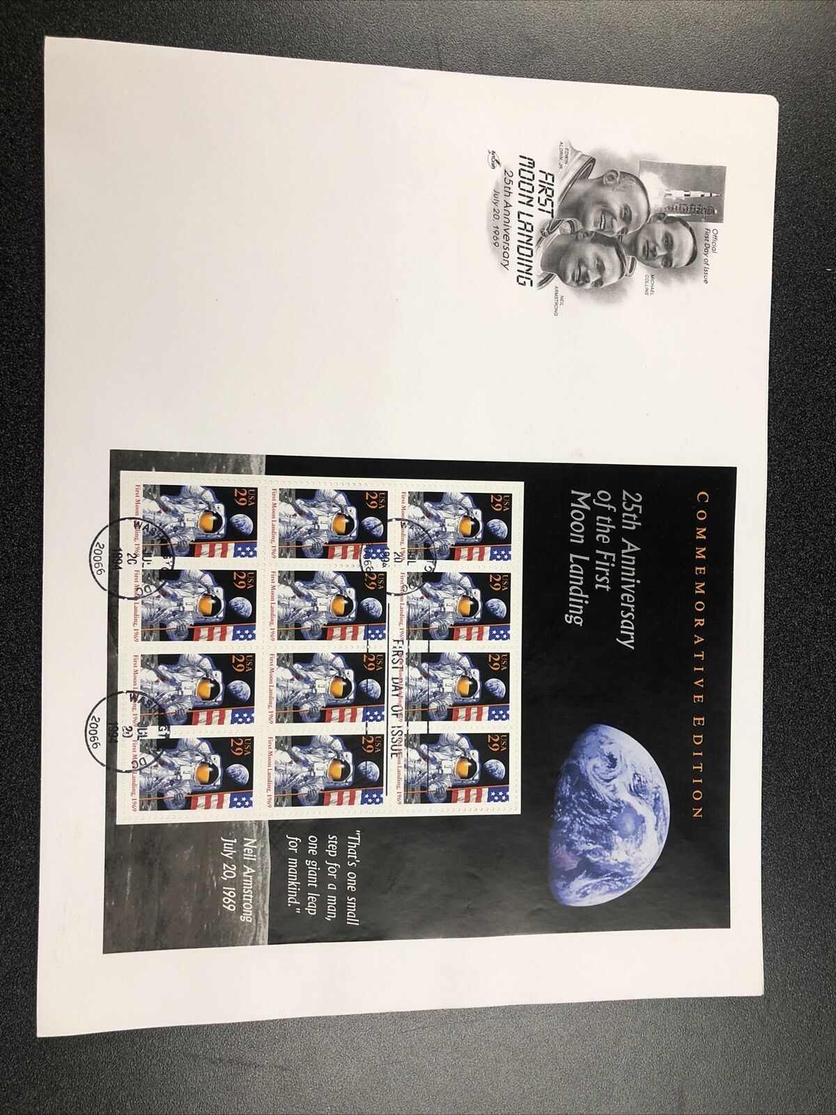 US FDC 2841 Souvenir Sheet 25th Anniversary Of 1st Moon Landing ...