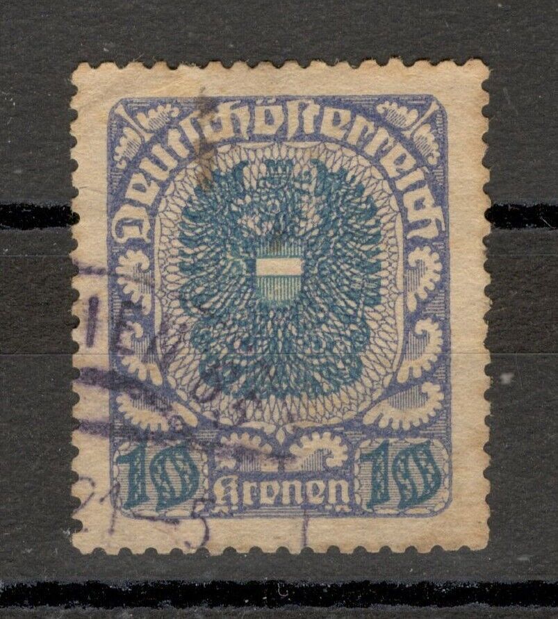 Austria - Used Stamp, 10 Kronen - Colored Thick Paper - Coat of Arms ...