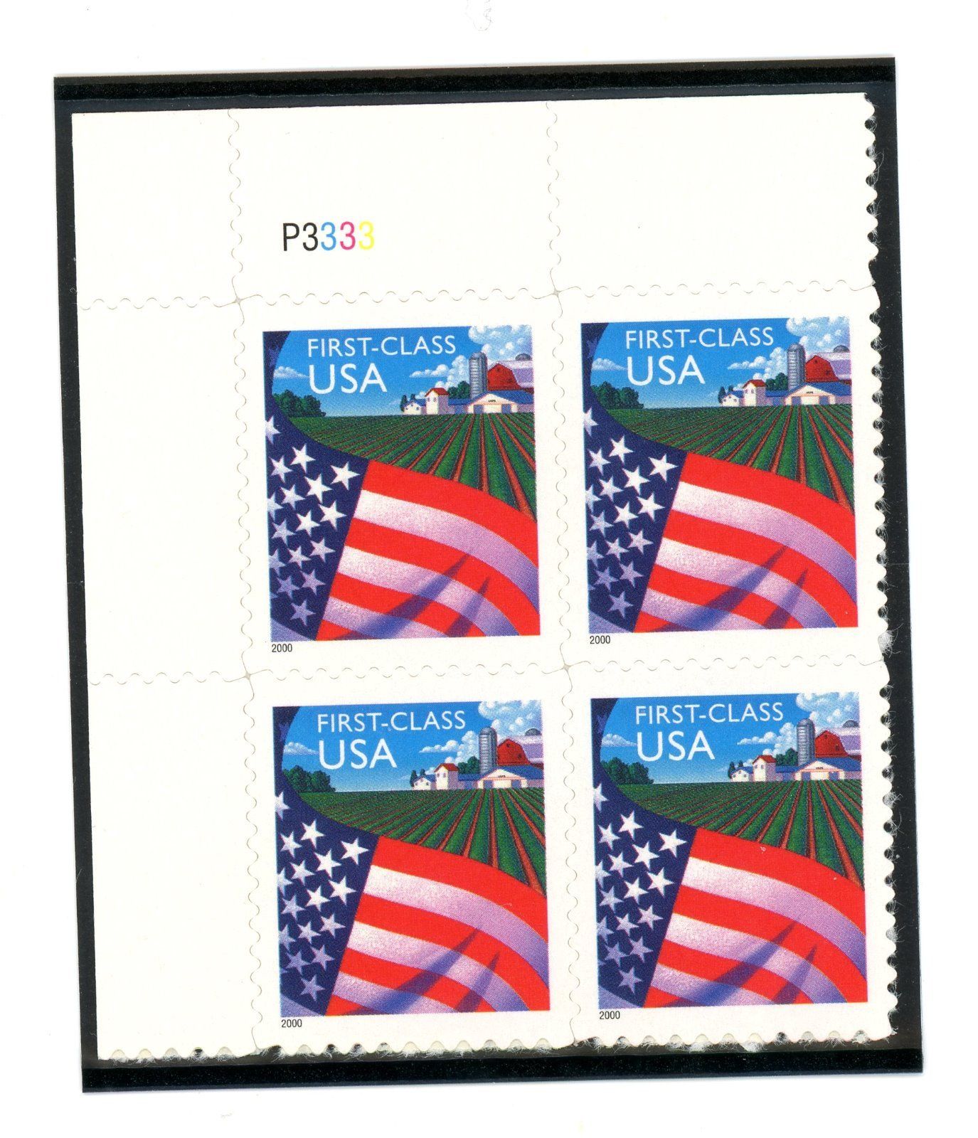 US 3449 Flag Over Farm Non Dem 34c - Plate Block of 4 - MNH - P3333 UL ...