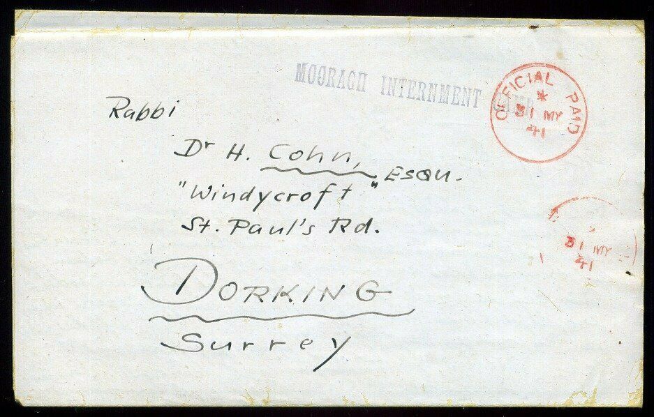 WWII 1941 German Jewish Internment Mooragh Camp to Rabbi in Dorking ...