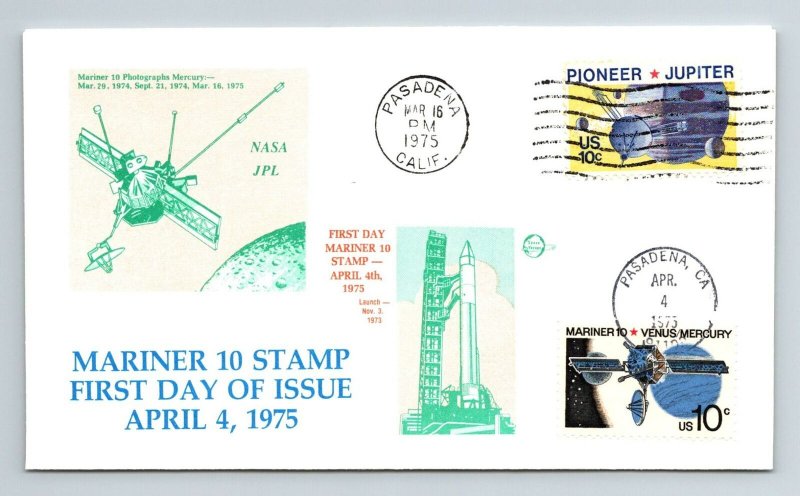1975 Mariner 10 Stamp - First Day of Issue - Apr 4, 1975 - F1108 ...