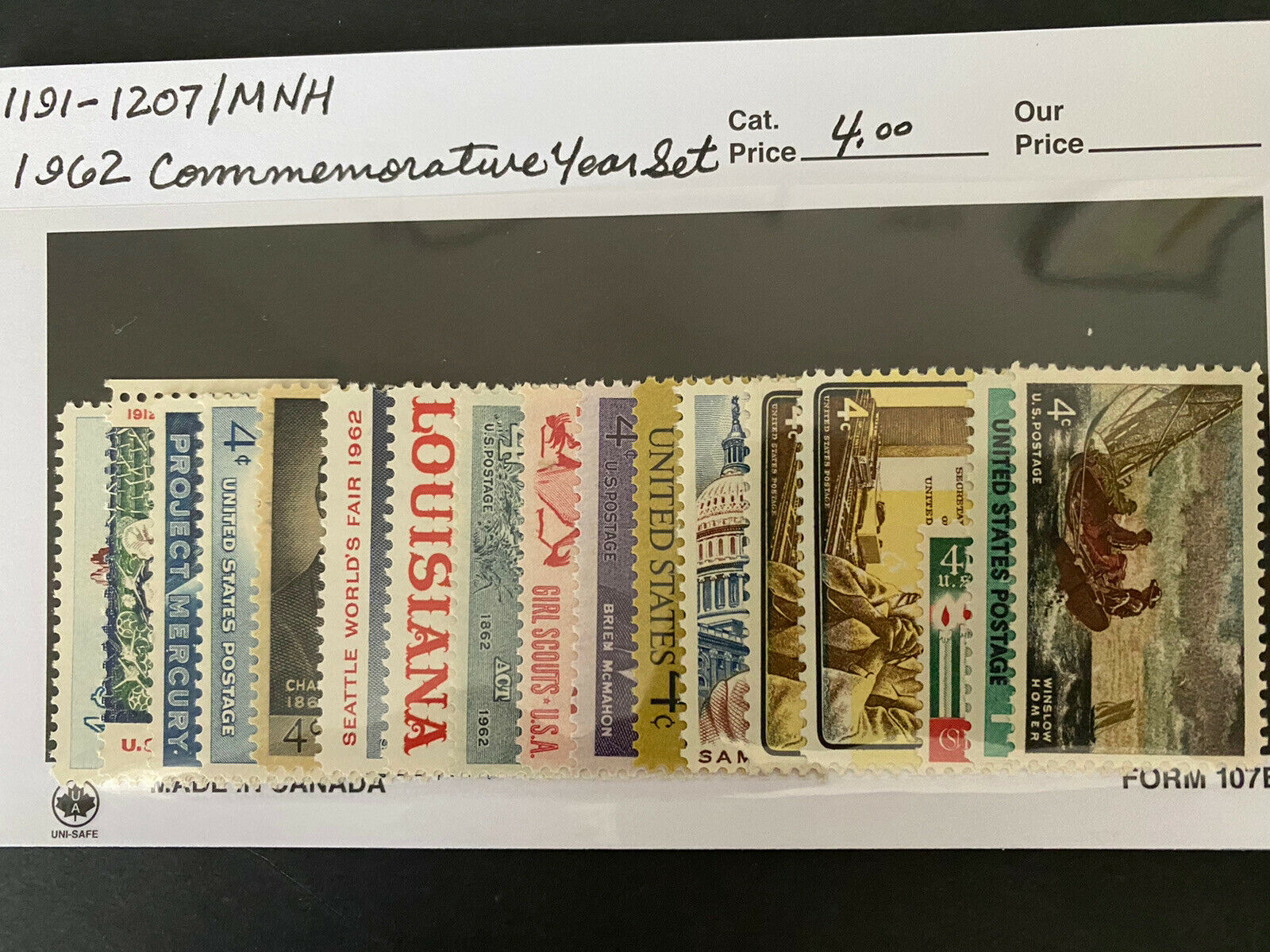 US Stamps - SC# 1191 - 1207 - 1962 Commemorative Year Set MNH - SCV = 4 ...