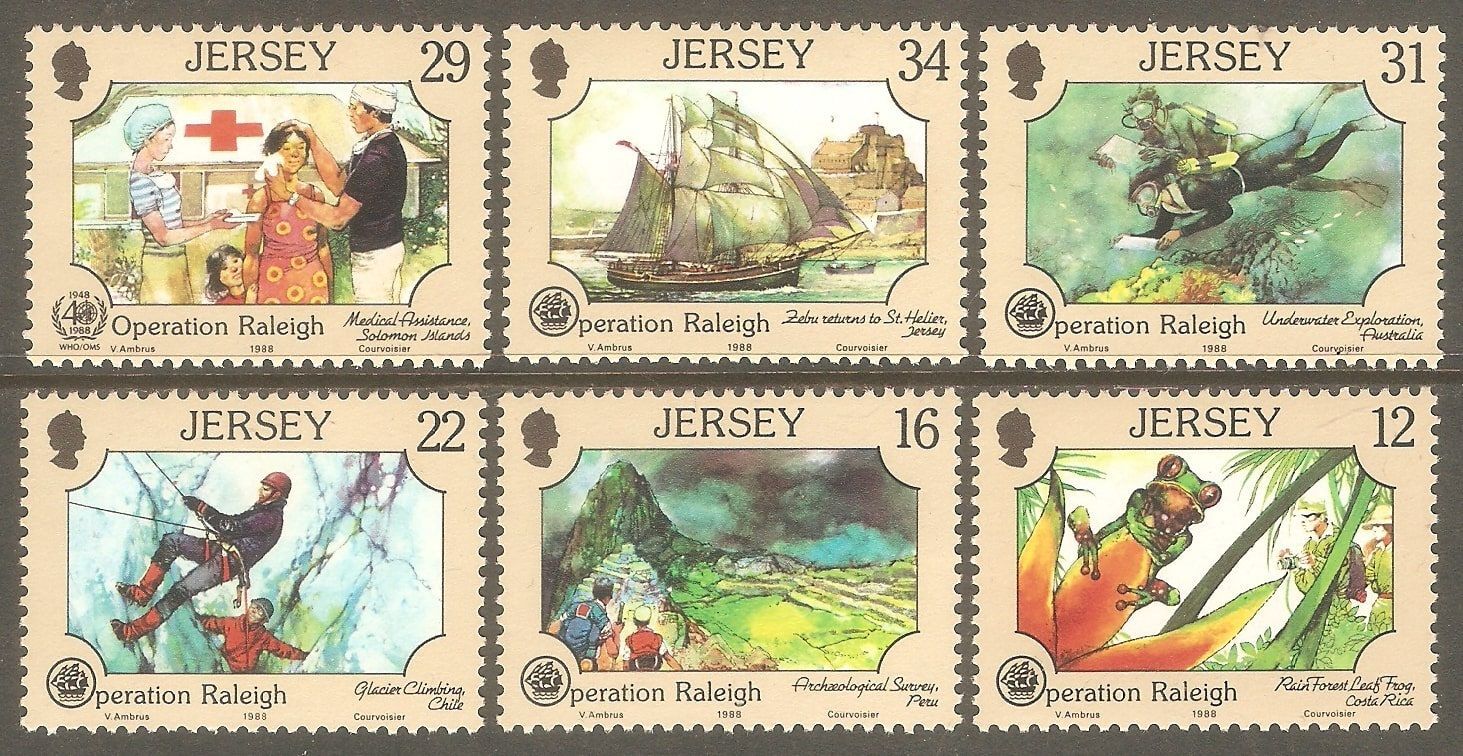 JERSEY GB Sc# 461 - 466 MNH FVF Set of 6 Operation Raleigh Ships Frogs ...