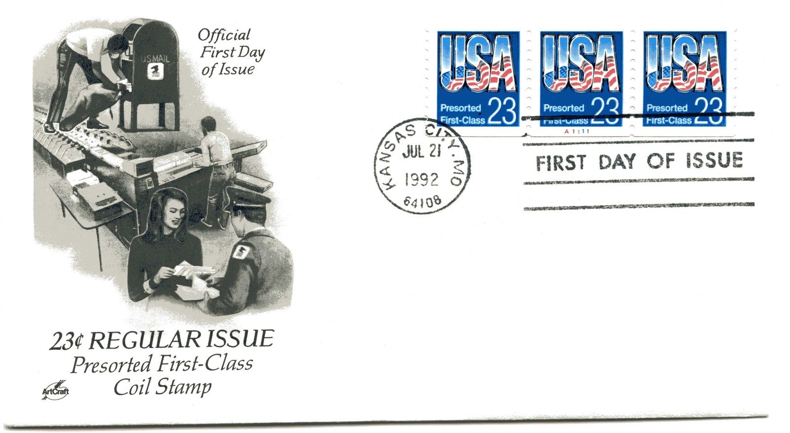 2606 23c Presorted First-Class USA, Artcraft, (PNS), plate number strip ...