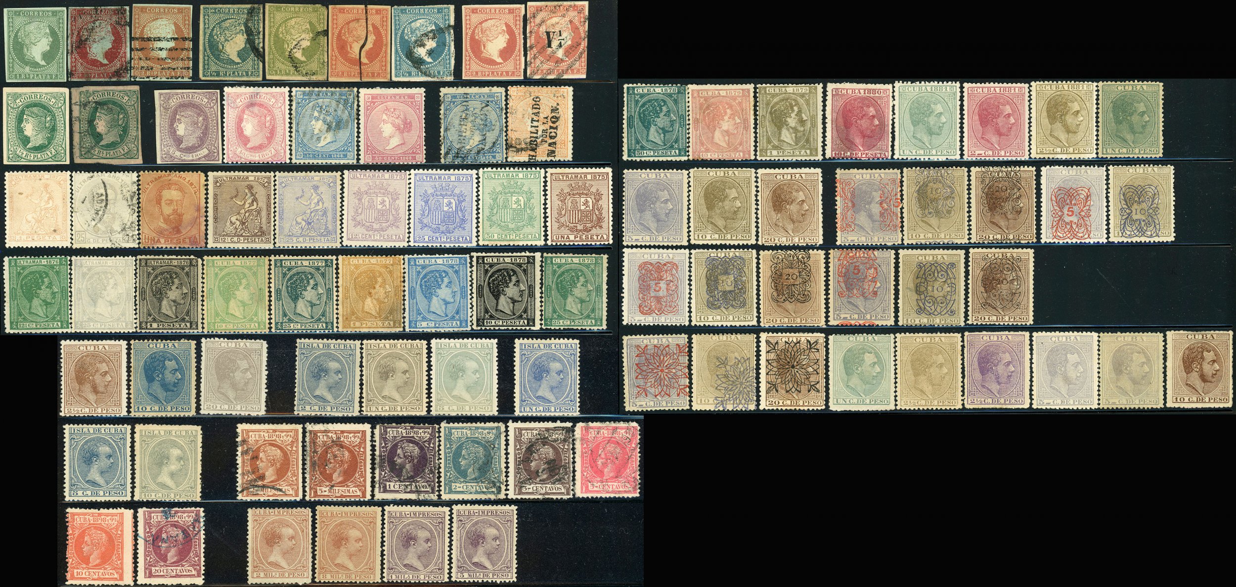 Early CUBA Postage Stamp Collection Spanish Dominion 1855-1888 Used ...