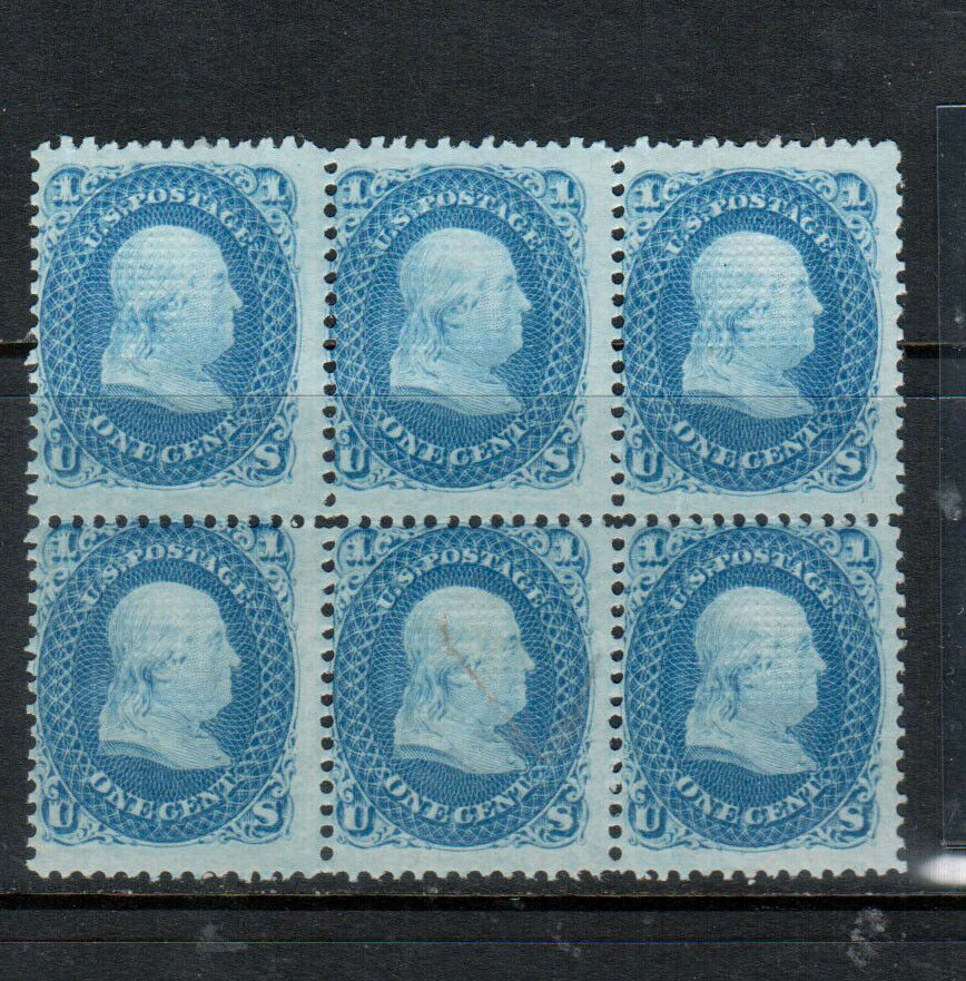 USA #86 Mint Original Gum Block Of Six With "E" Grill | United States ...