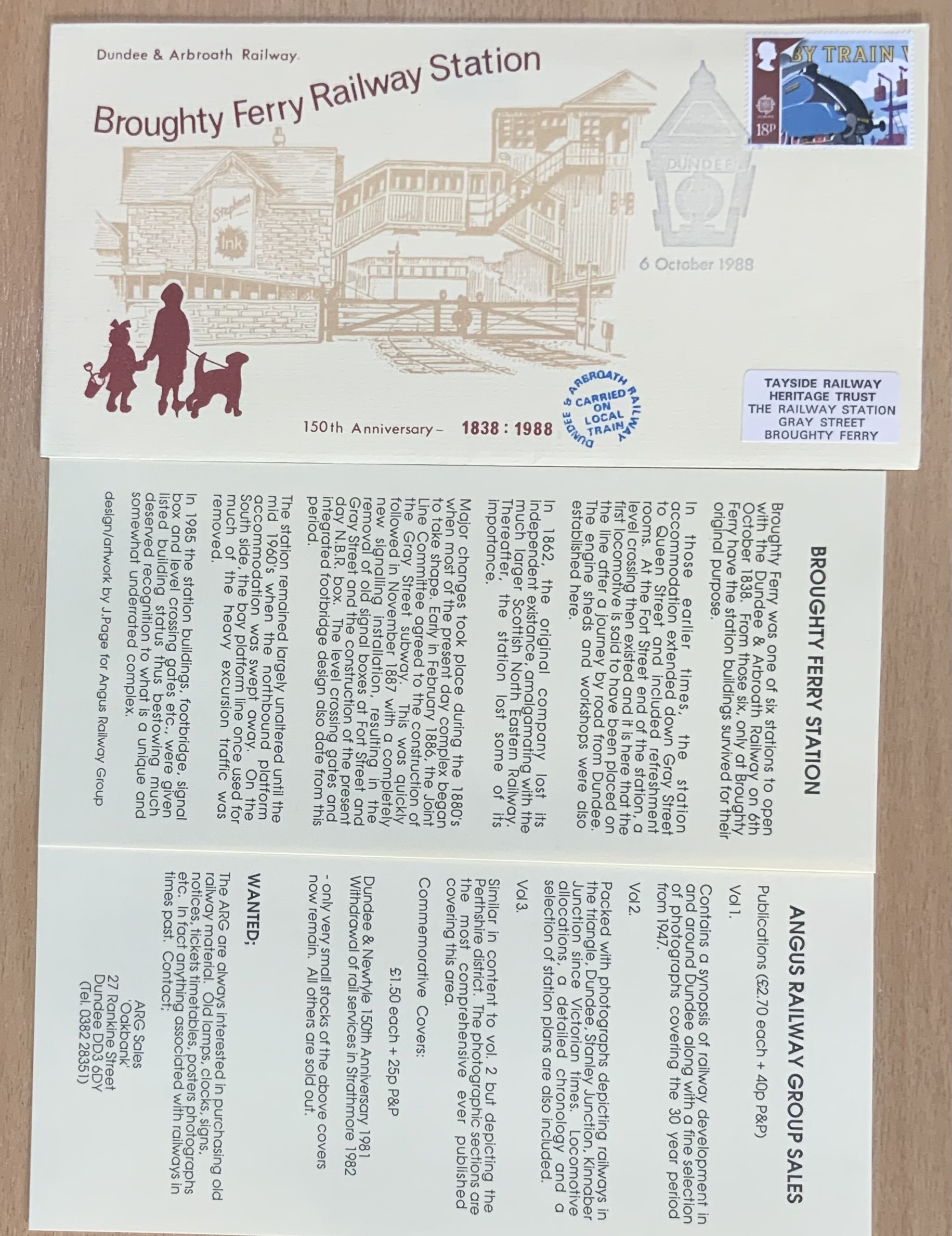 Great Britain Railway Cover. 1988 Broughty Ferry Station 150th ...