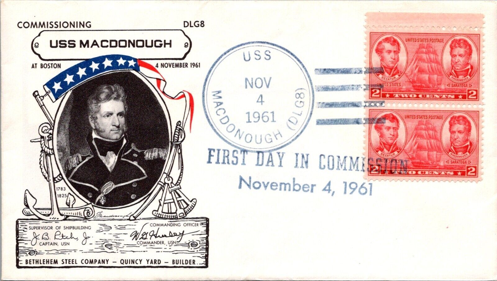 USS MacDonough Commissioning 1961 - F74208 | United States, Stamp ...