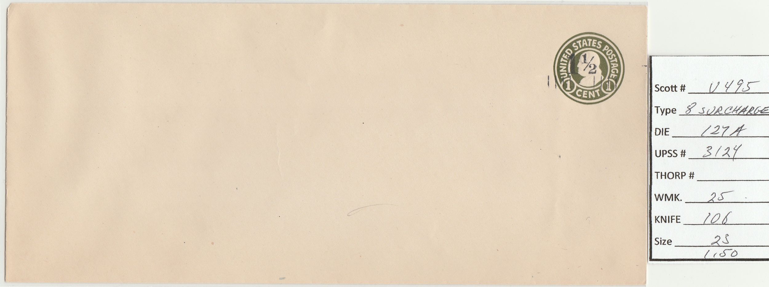 Scott# U495 Die 127 UPSS#3124 US envelope. | United States, Postal ...