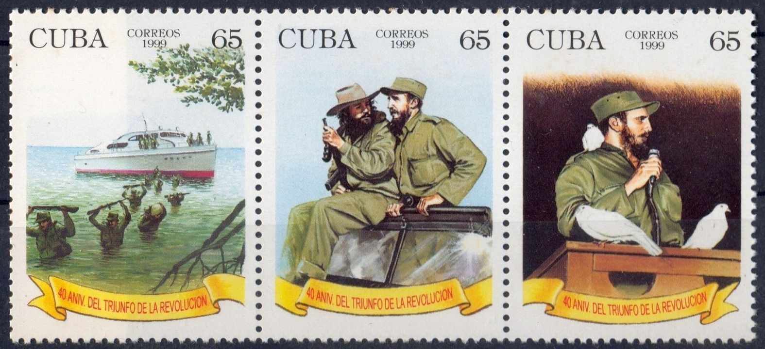 CUBA Sc# 3983 40th ANNIVERSARY OF REVOLUTION Castro Cpl set of 3 1999 ...