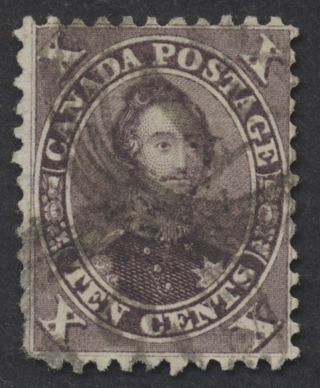 Canada #17 10c Consort perf 11.75 Brown Purple Fine Centered 4R-18 Worn ...
