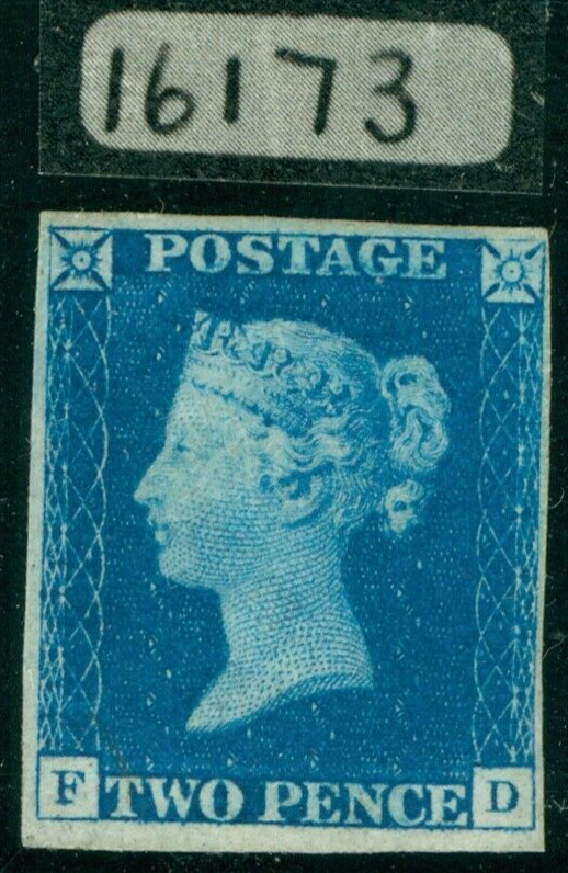 SG 4 1840 2d deep full blue plate 1 lettered FD. A fine fresh very ...