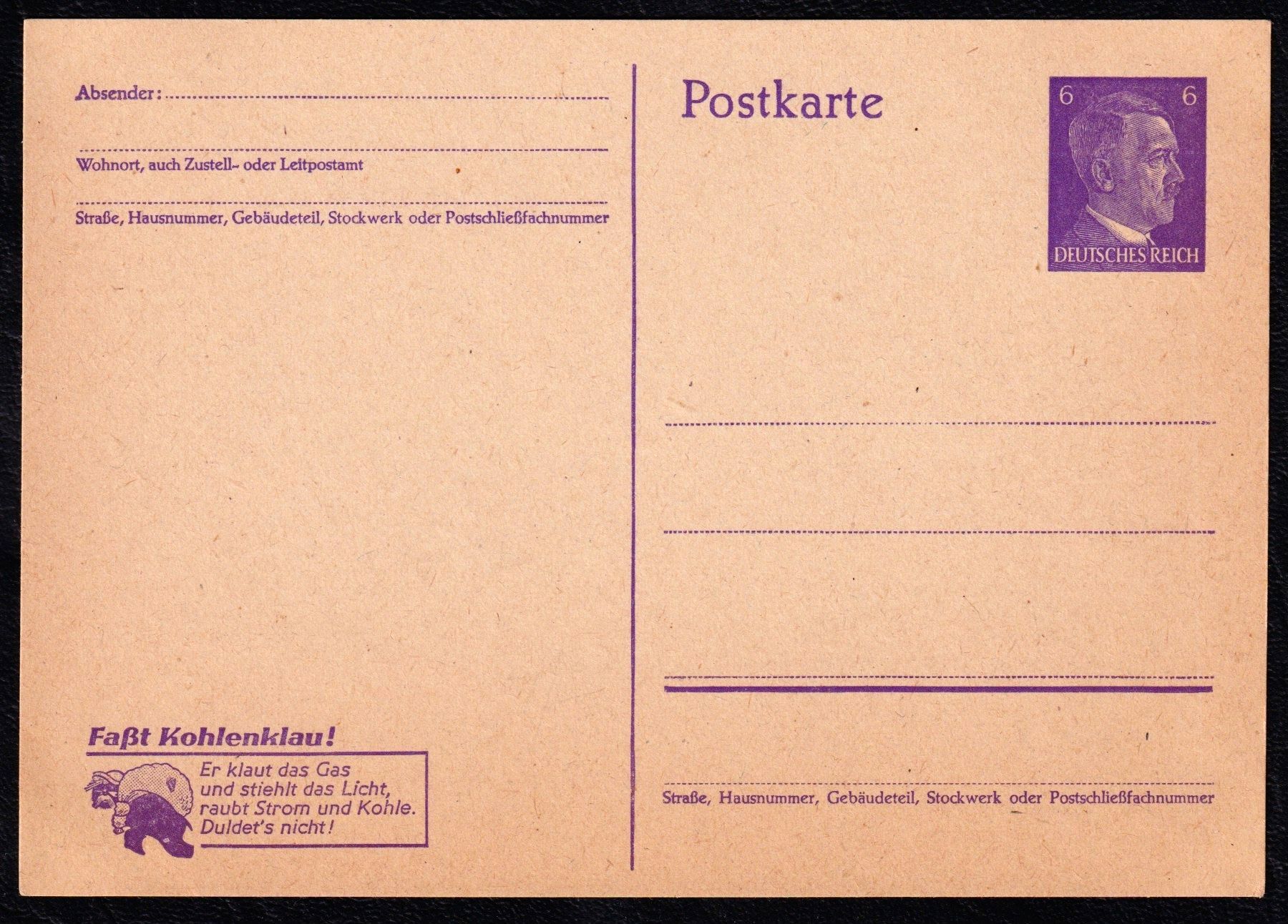 Nazi Germany (Third Reich) 1943 Postal Stationary Card with Slogan Mint ...