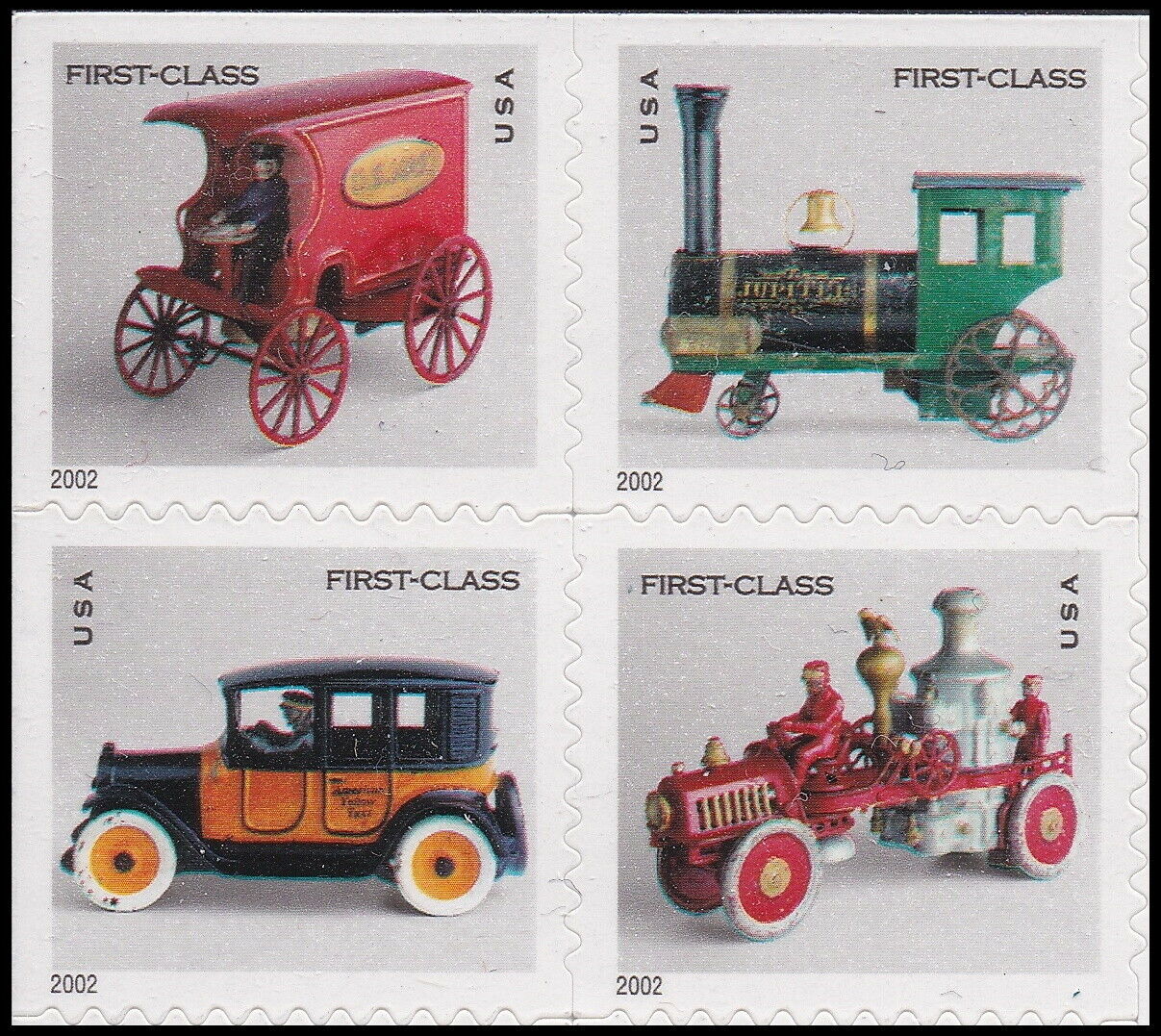 US 3626-3629 3629a Antique Toys First Class 37c block (4 stamps) MNH ...