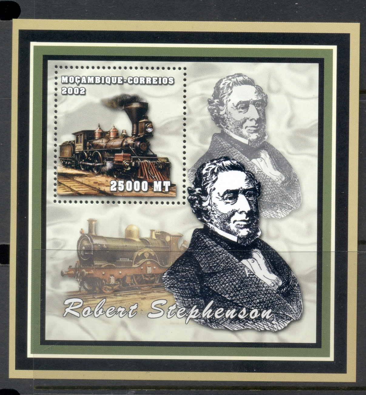 Mozambique 2002 Trains, Locomotives, Railways, Robert Stephenson MS MUH ...