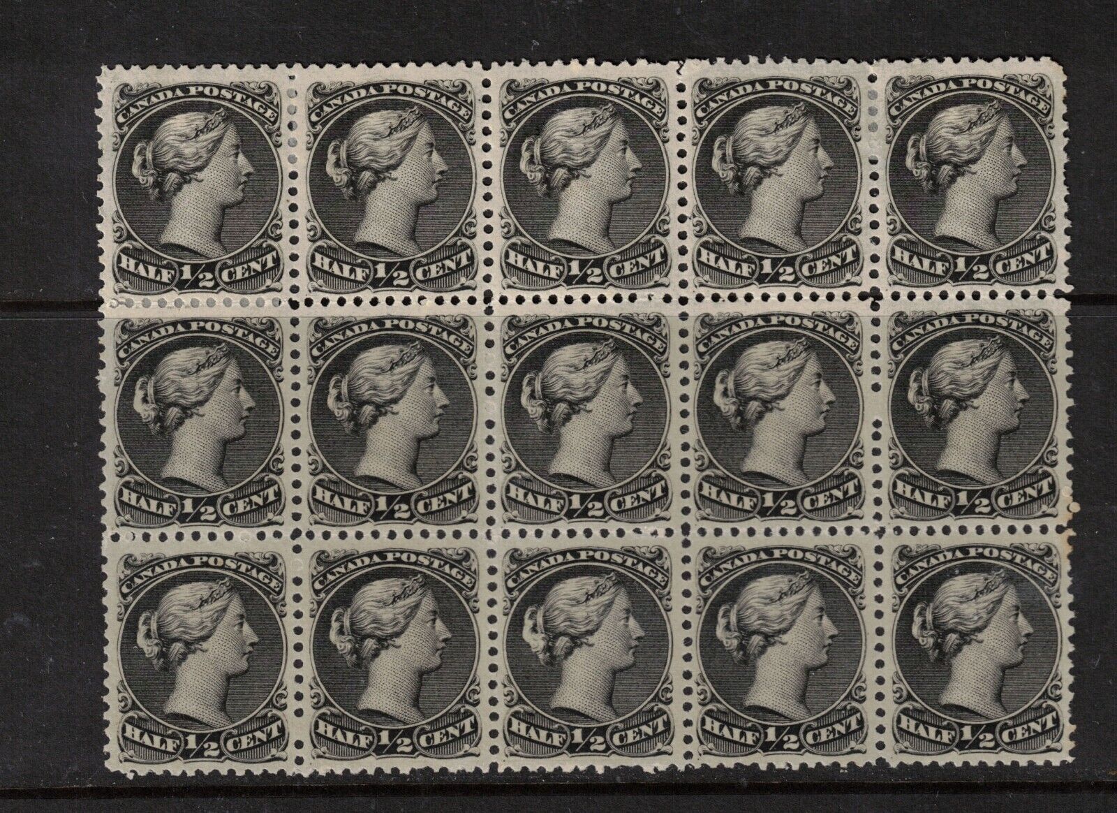 Canada #21 #21ii #21iv #21v Very Fine - Extra Fine Block Of 15 With ...