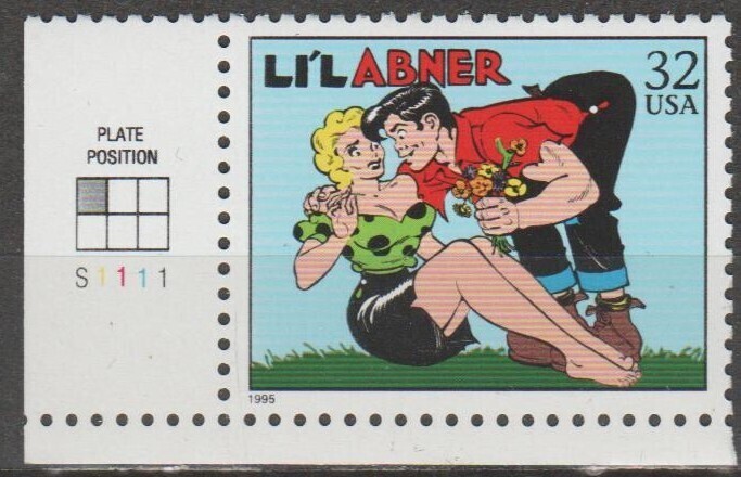 #3000q, Plate Pos U/L Single "Comic Strip Classics-Li'L Abner".32 cent ...