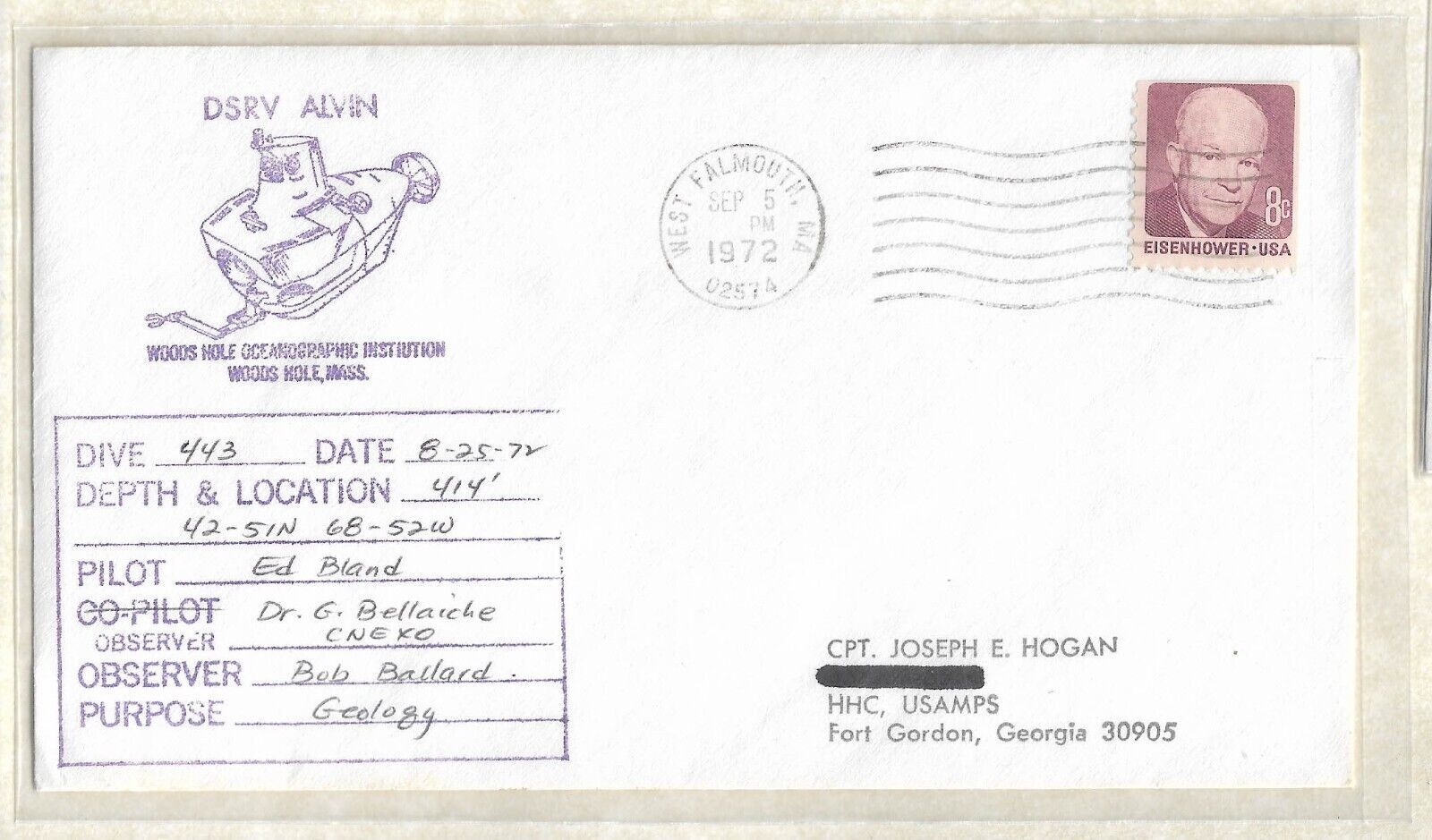 Wood Hole Institute DSRV Alvin 1972 signed by Dr. Robert Ballard ...