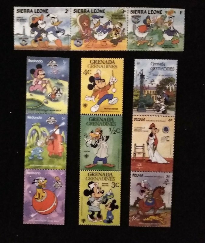 Small Walt Disney Cartoon Characters Stamp Strips Collection Laminated ...