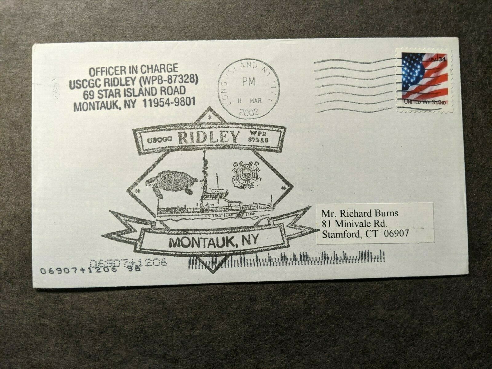 USCGC RIDLEY WPB-87328 Naval Cover 2002 Cachet MONTAUK, LONG ISLAND, NY ...