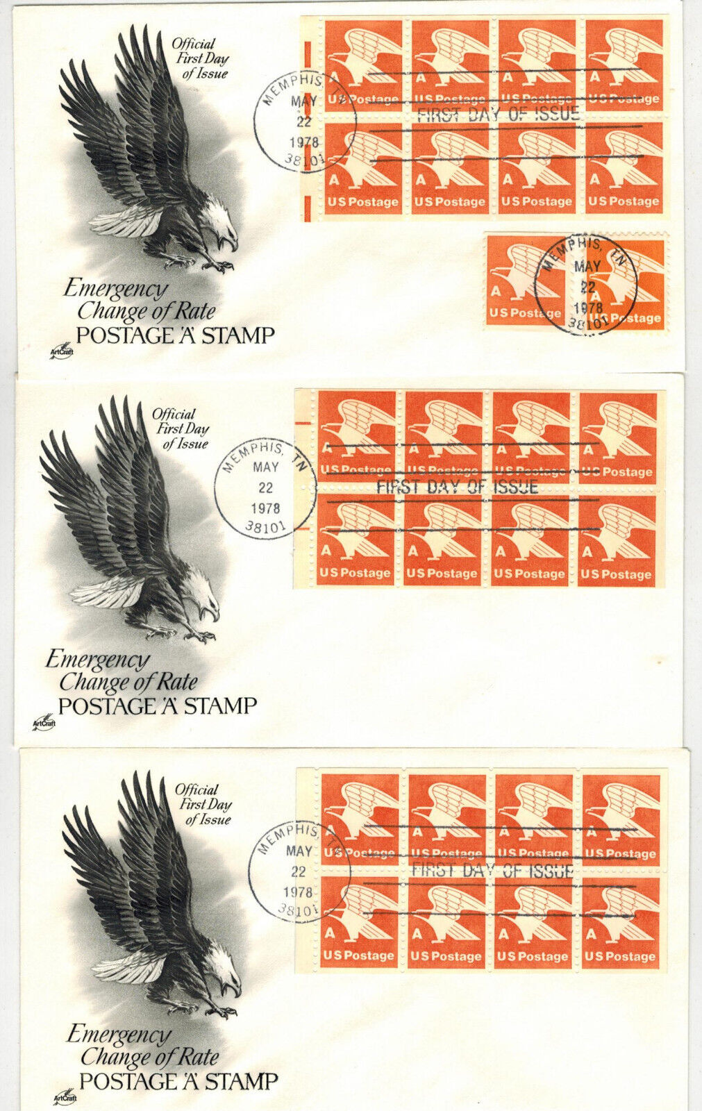 SET of 3 NON Denomninated Eagle Booklet Panes Varieties Diff Bars in ...