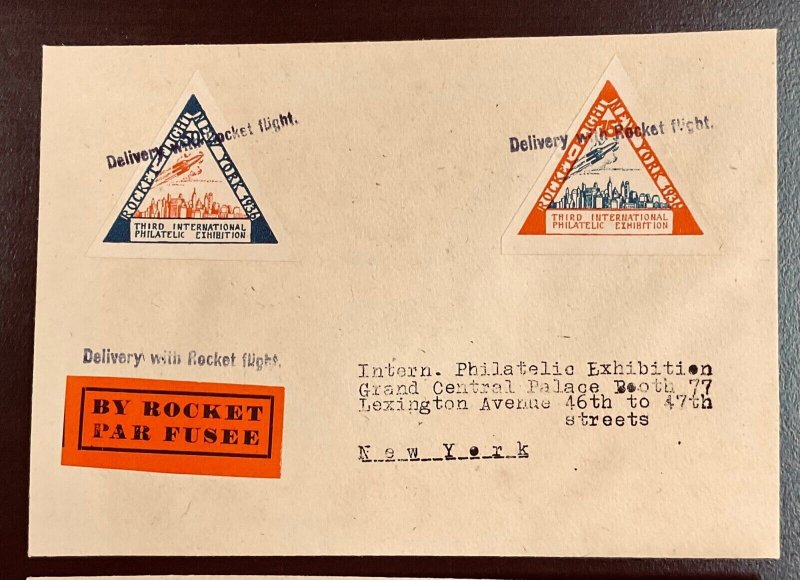 1936 Rocket Flight Tipex Triangle Stamps NY on 2 Covers Night Rocket ...