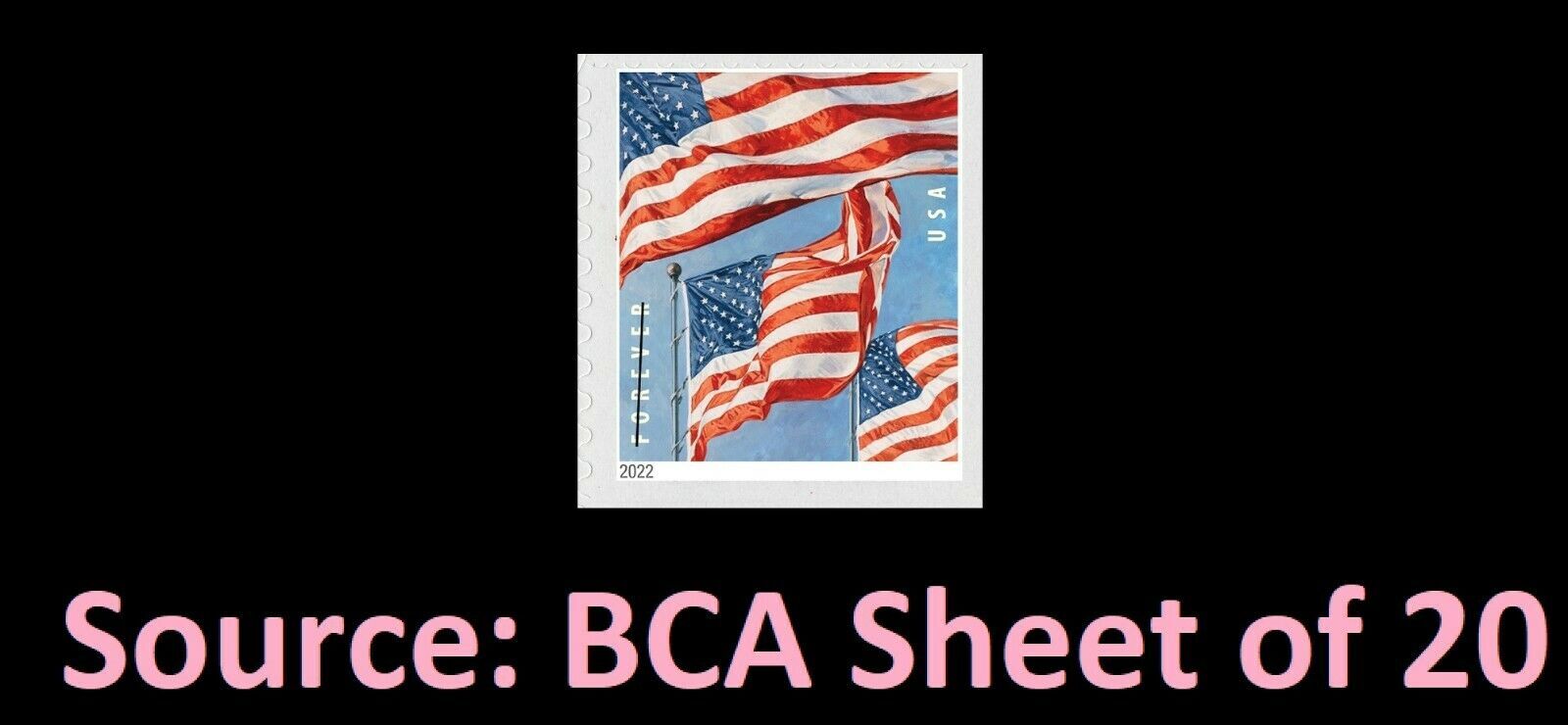 US Flags forever single (1 stamp from BCA sheet) MNH 2022 after Jan 31 ...