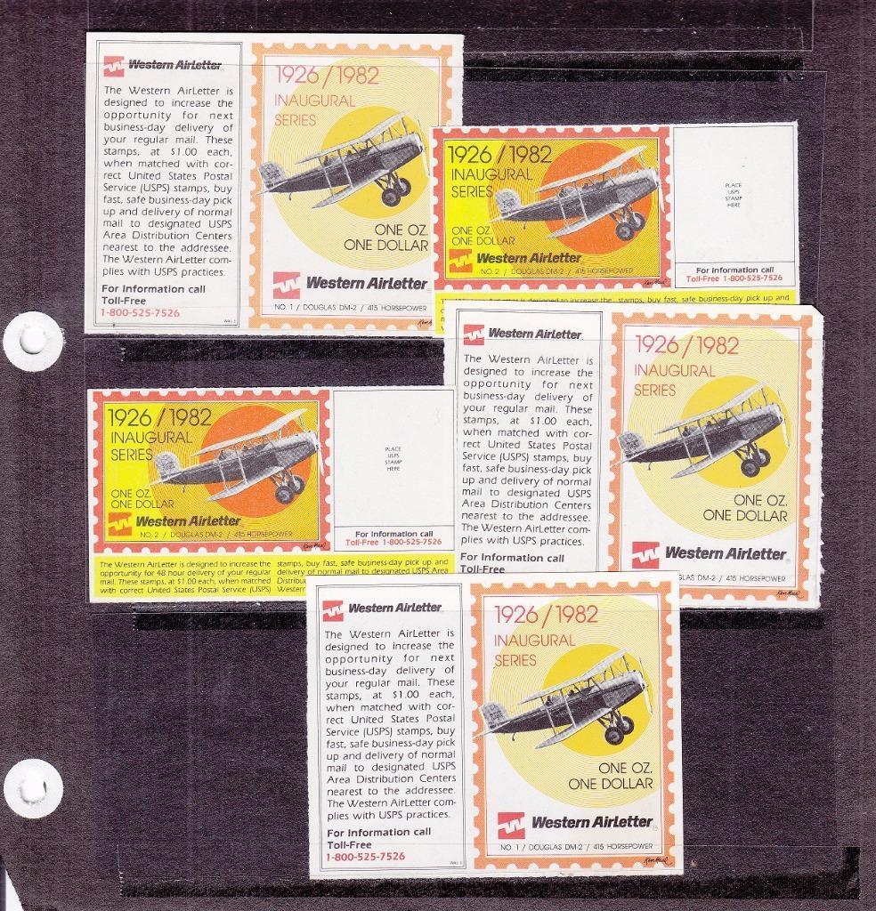 US Stamp: Western Airlines "Air Letter" Labels, See Remark (S11741 ...