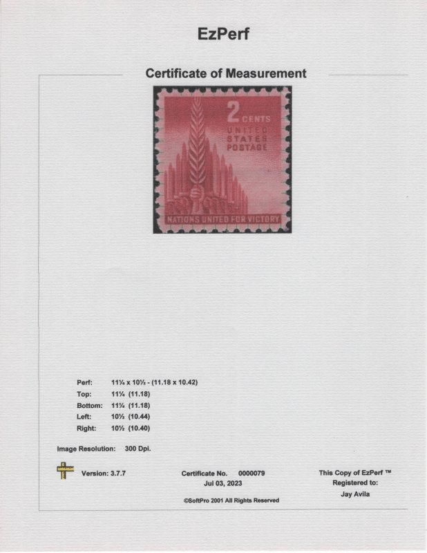 US Scott #907 MNH OG 2c "United For Victory" eGraded W/Certificate ...
