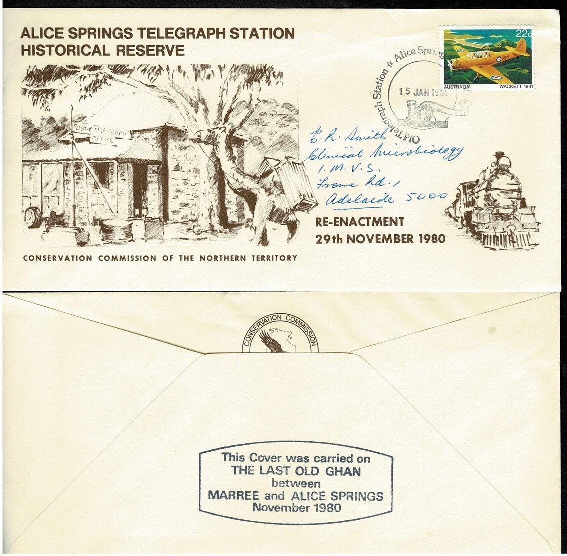 Australia 1980 Alice Springs Telegraph Station, carried on LAST OLD ...