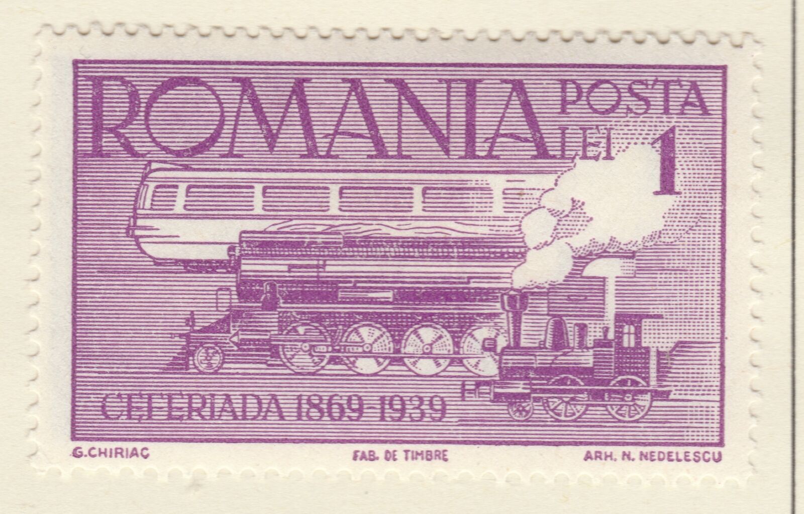 ROMANIA 1939 1L MH* Stamp A27P12F22651 Locomotives- | Europe - Romania ...