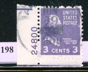 PKStamps - USA - 807 - Used - Plate Number Single #22-198 | United ...
