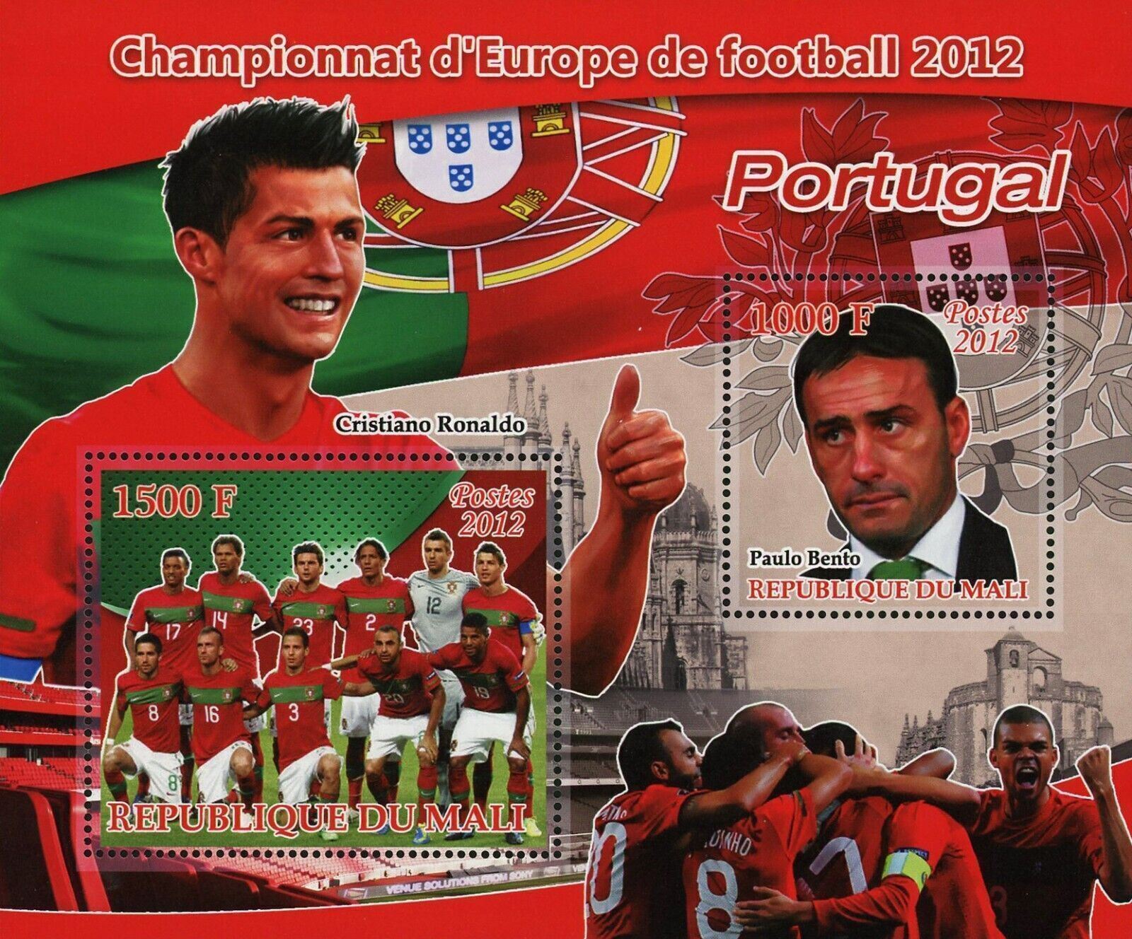 Cristiano Ronaldo Stamp Soccer European Championship Portugal Sov Sheet ...