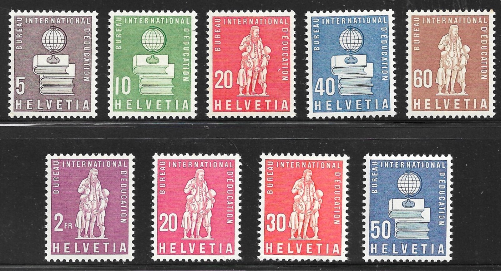 SWITZERLAND 1958 International Bureau of Education Official Set Sc 4O40 ...