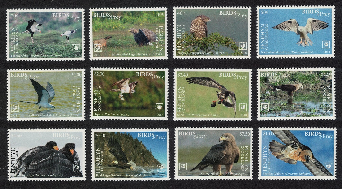 Penrhyn Eagle Buzzard Kite Osprey Birds of Prey 12v 2018 MNH ...