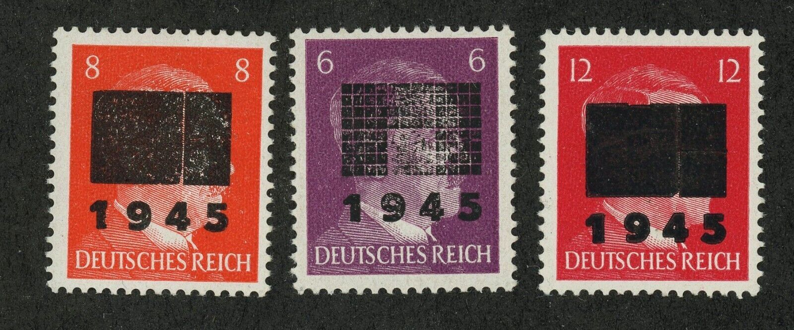 Germany Netzschkau Adolf Hitler Overprint Postage Stamps Signed 1945 ...