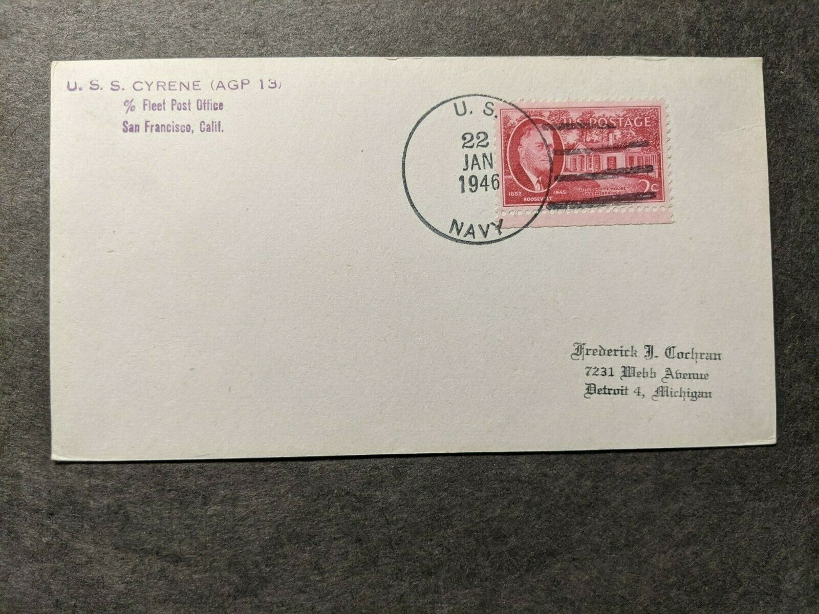 USS CYRENE AGP-13 Naval Cover 1946 Motor Torpedo Boat Tender | United ...