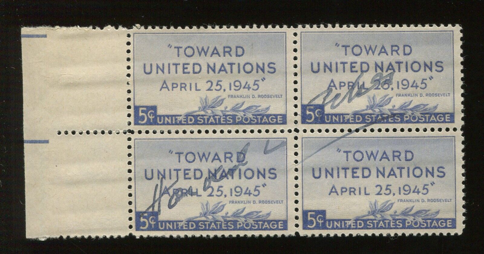 Harold L. Ickes USA Delegate to United Nations Signed UN Stamps BZ1605 ...