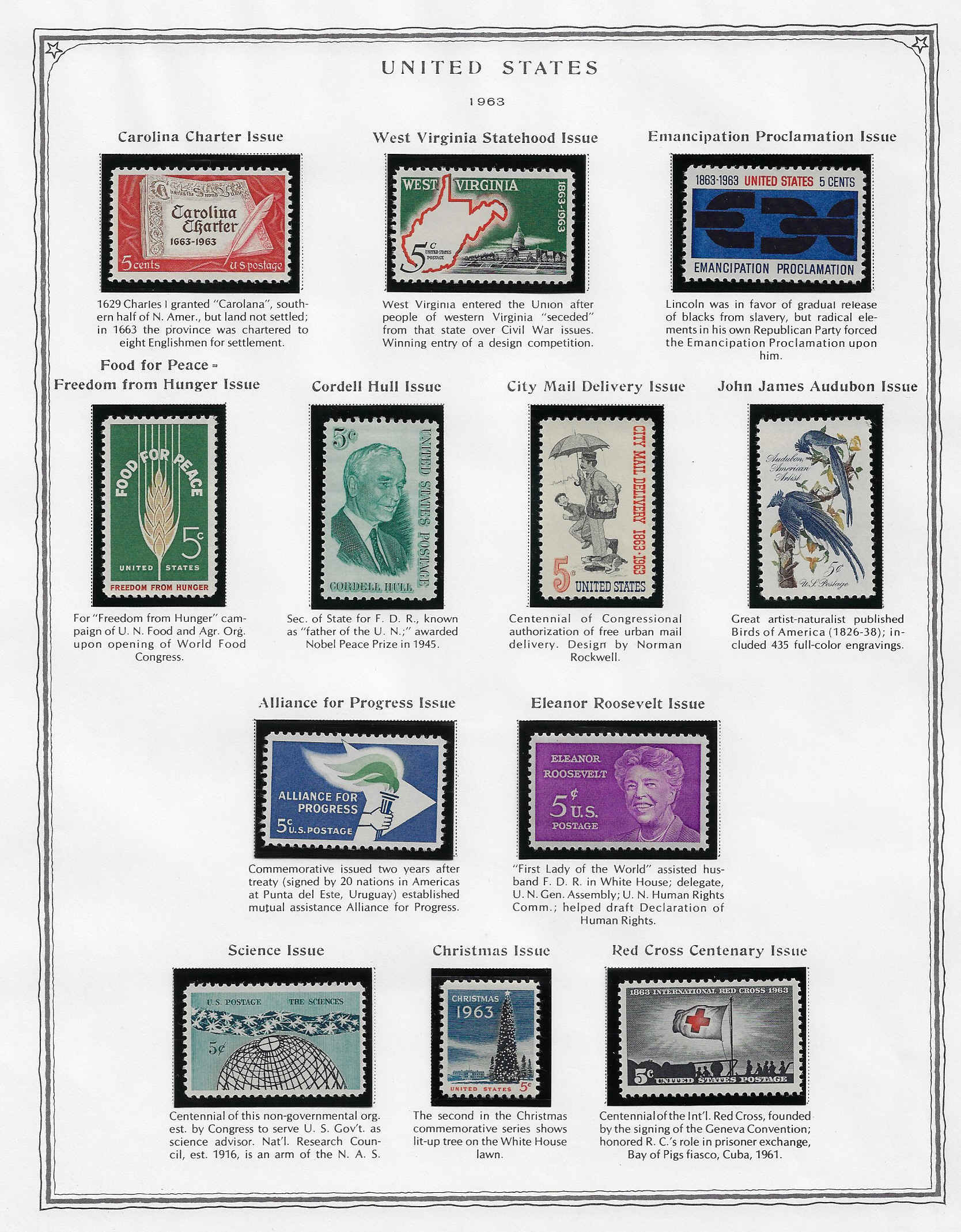 U.S. #1230-41 MNH; 1963 Commemoratives - complete set of 12 (1963 ...