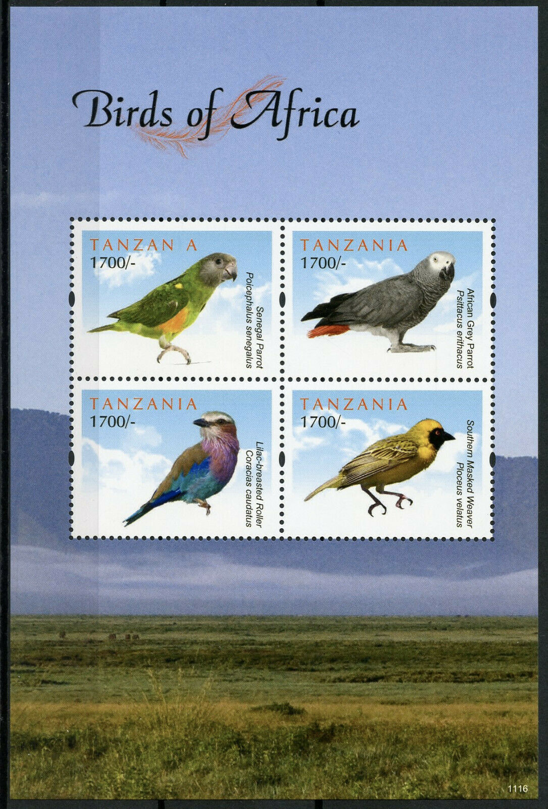 Tanzania Birds on Stamps 2011 MNH Birds of Africa Parrots Rollers ...